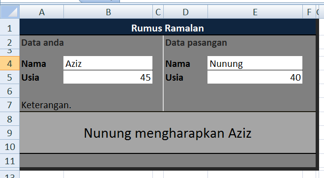 Cara membuat ramalan cinta dengan rumus excel