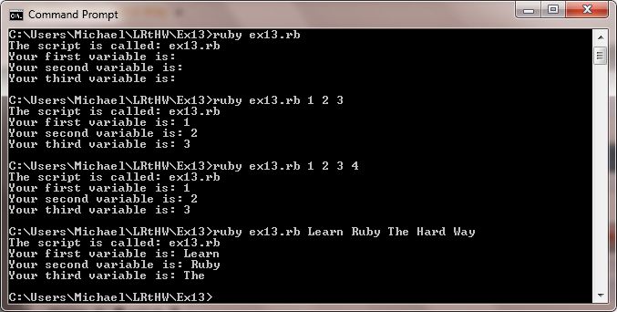 Testhead Exercise 13 Parameters Unpacking Variables Learn Ruby The Hard Way Practicum