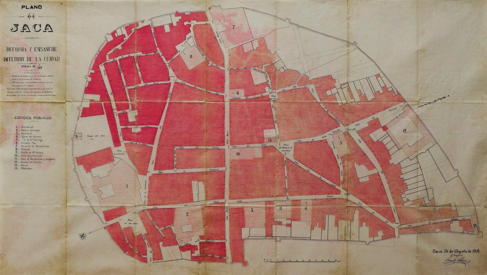 PLANOS Y MAPAS DE ARAGON: 1908 | REFORMA Y ENSANCHE INTERIOR DE LA ...