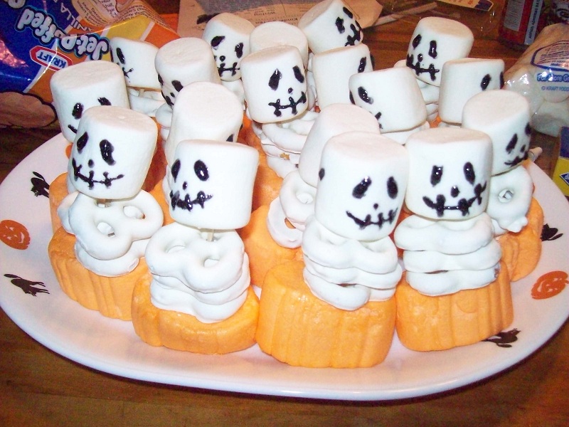 Blossoms and Blessings: Marshmallow & Pretzel Skeletons