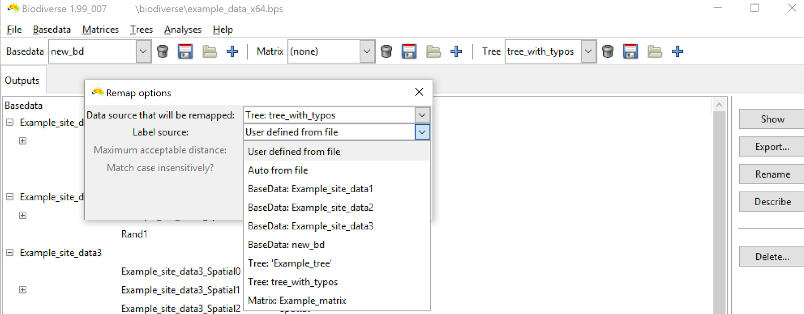 Biodiverse analysis software: Matching spatial, tree, matrix and ...
