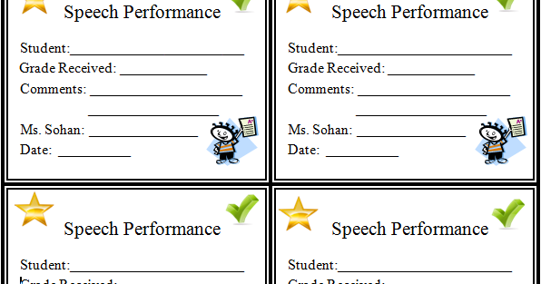 Let's Talk Speech and Language: Performance Cards