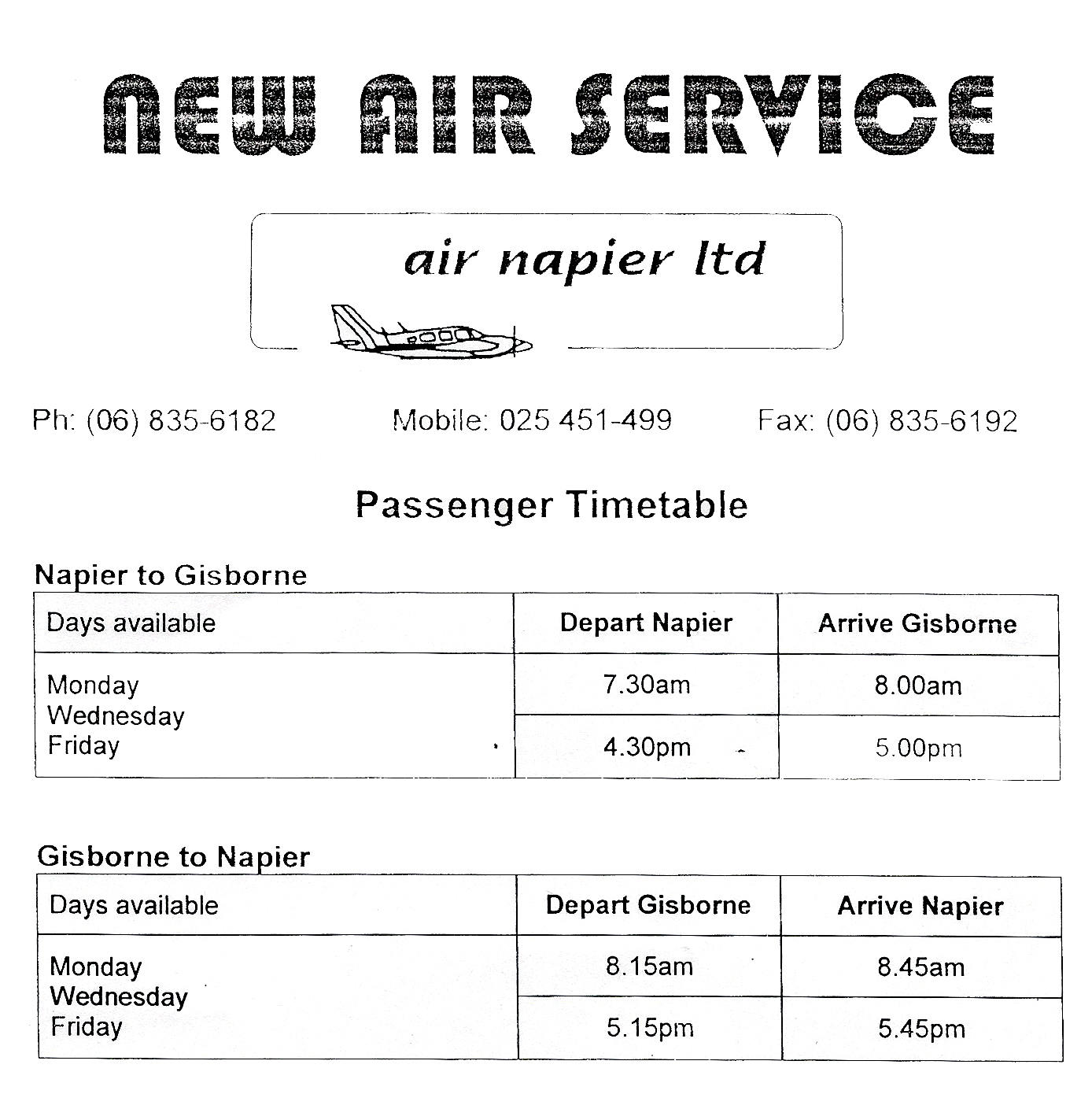 3rd Level New Zealand: Air Napier - the East Coast Airline