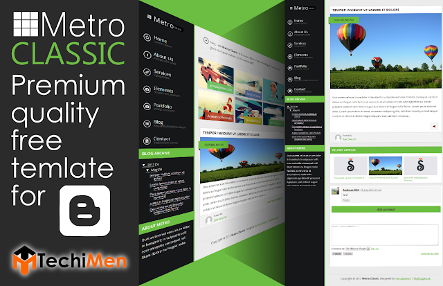 Metro Classic Template for Blogger - TechiMen