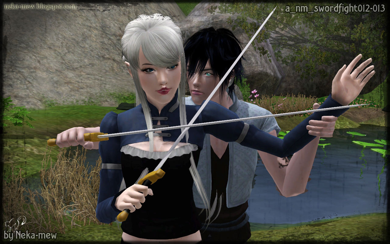 My Sims 3 Blog: Sword Fight Pose Set by Neka-Mew
