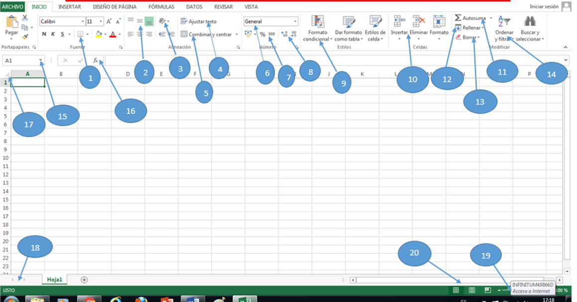 Programa de estudios Excel: PANTALLA PRINCIPAL DE EXCEL