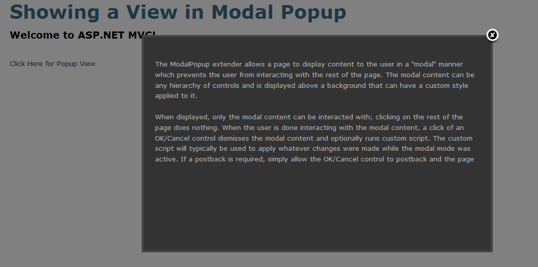 Aspiring Architect Showing The Views In Modal Popup In Mvc