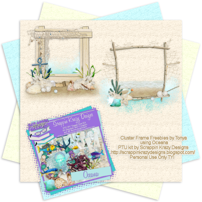 Tonya's Temptations: • CT Tags and 2 cluster frame freebies ~ Oceana