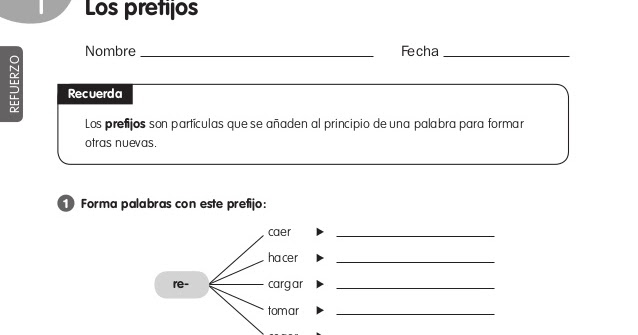 FORMANDO PALABRAS: ACTIVIDAD SOBRE LOS PREFIJOS