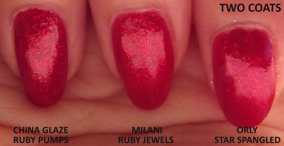 [ Glitter flecks: China Glaze Ruby Pumps, Milani Ruby Jewels, ORLY Star ...