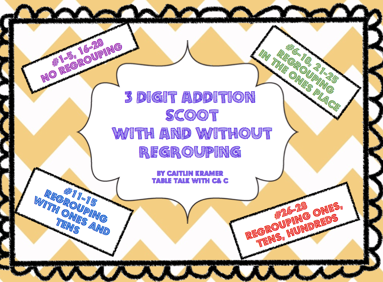 Table Talk with C and C: Addition and Subtraction Task Card Scoot!