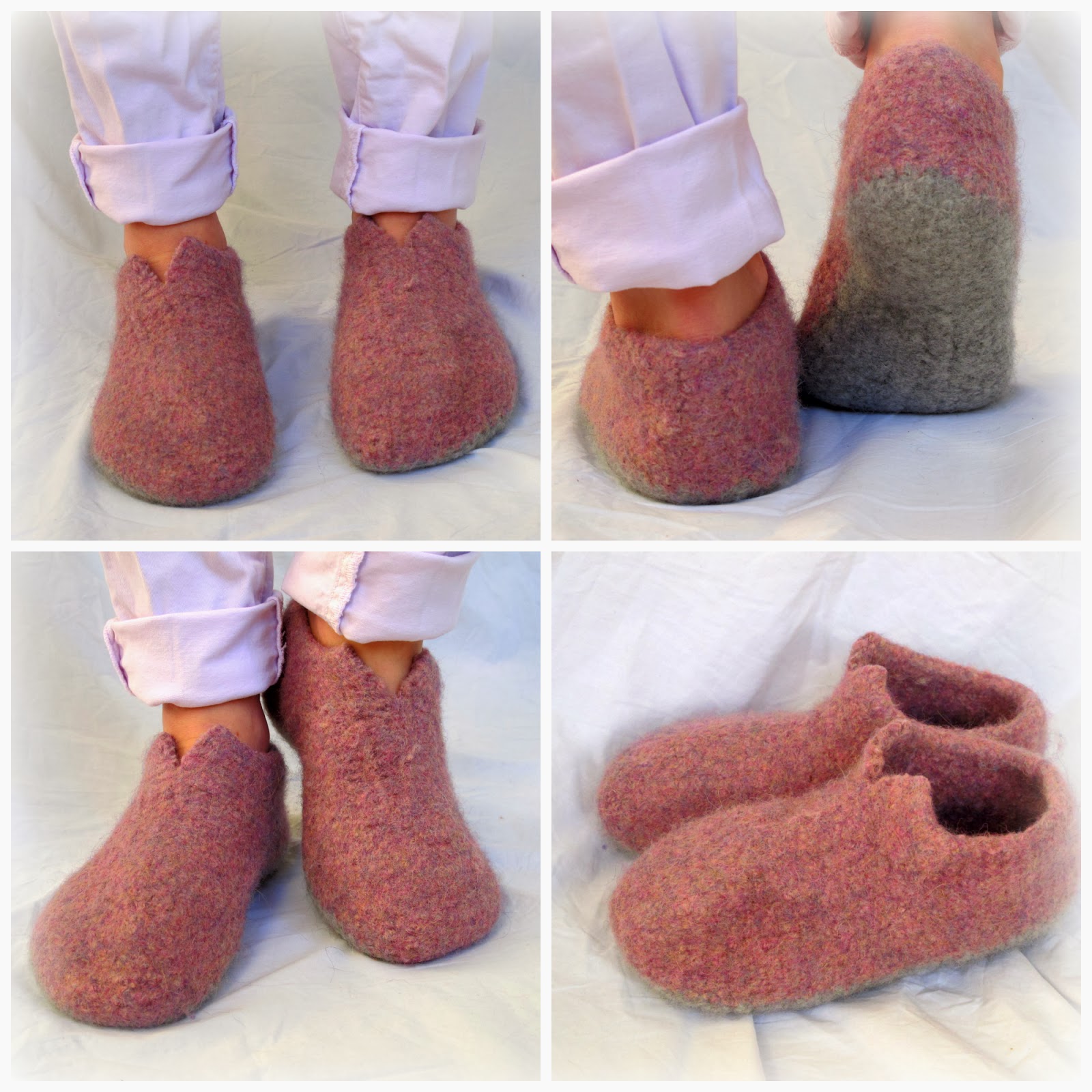 Moss Crochet: Crocheted Felted Slippers: New Pics of the Hobbity Slipper.