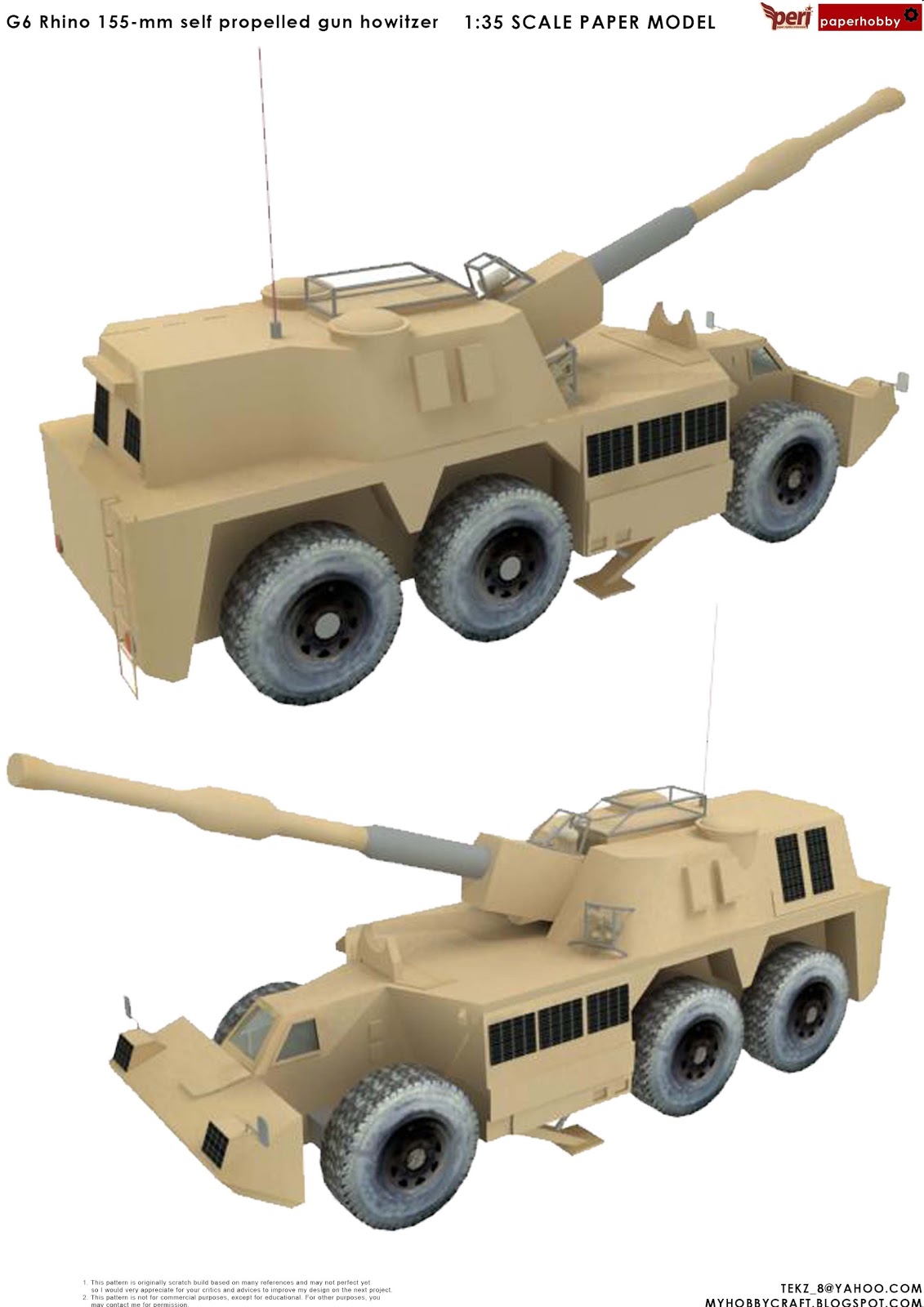 paperhobby: G6 Rhino 155-mm self propelled gun howitzer 1:35