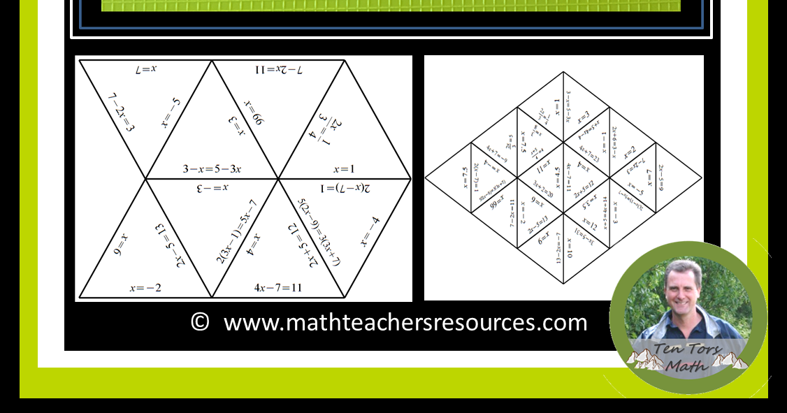 Solving Equations Puzzle ~ TenTors Math Teacher Resources