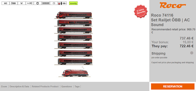 Roco 74116 - 8-tlg. Set: Railjet, ÖBB "Spirit of Venezia"