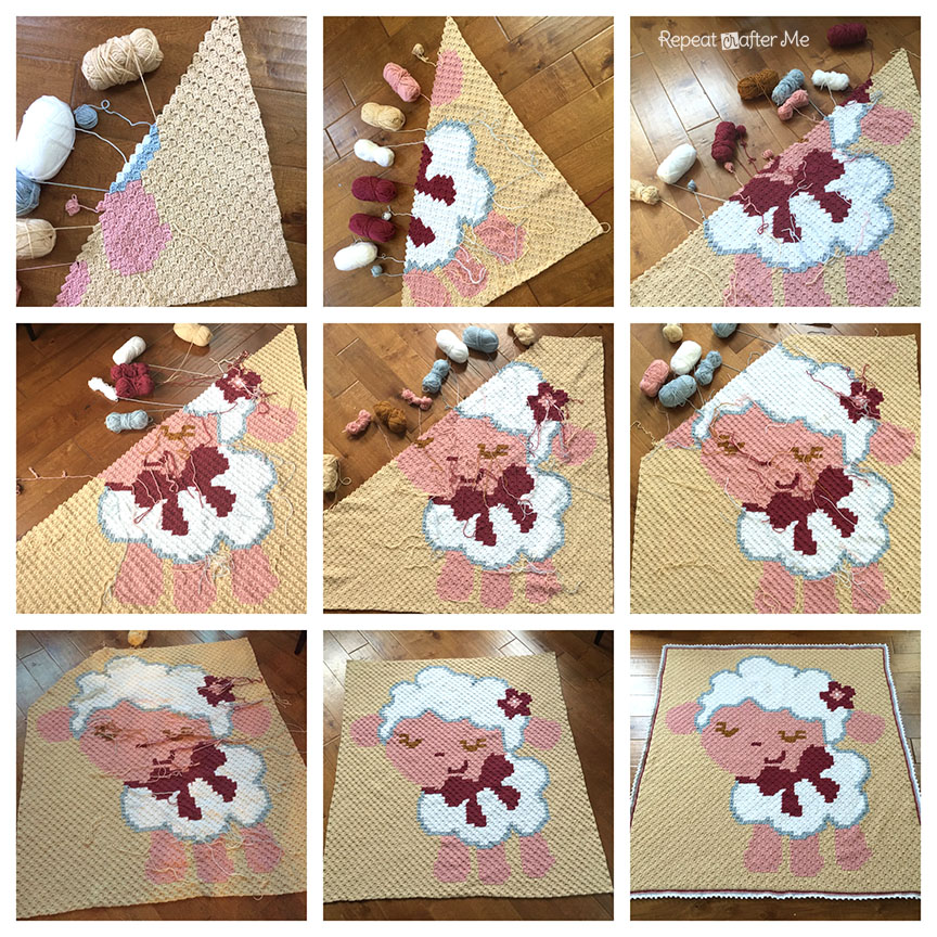 Crochet Corner to Corner (C2C) Baby Sheep Graphgan - Repeat Crafter Me