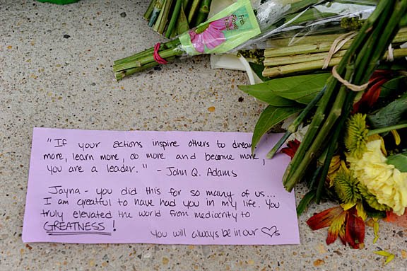 Washington's Other Monuments: Flower shrine for Jayna Murray