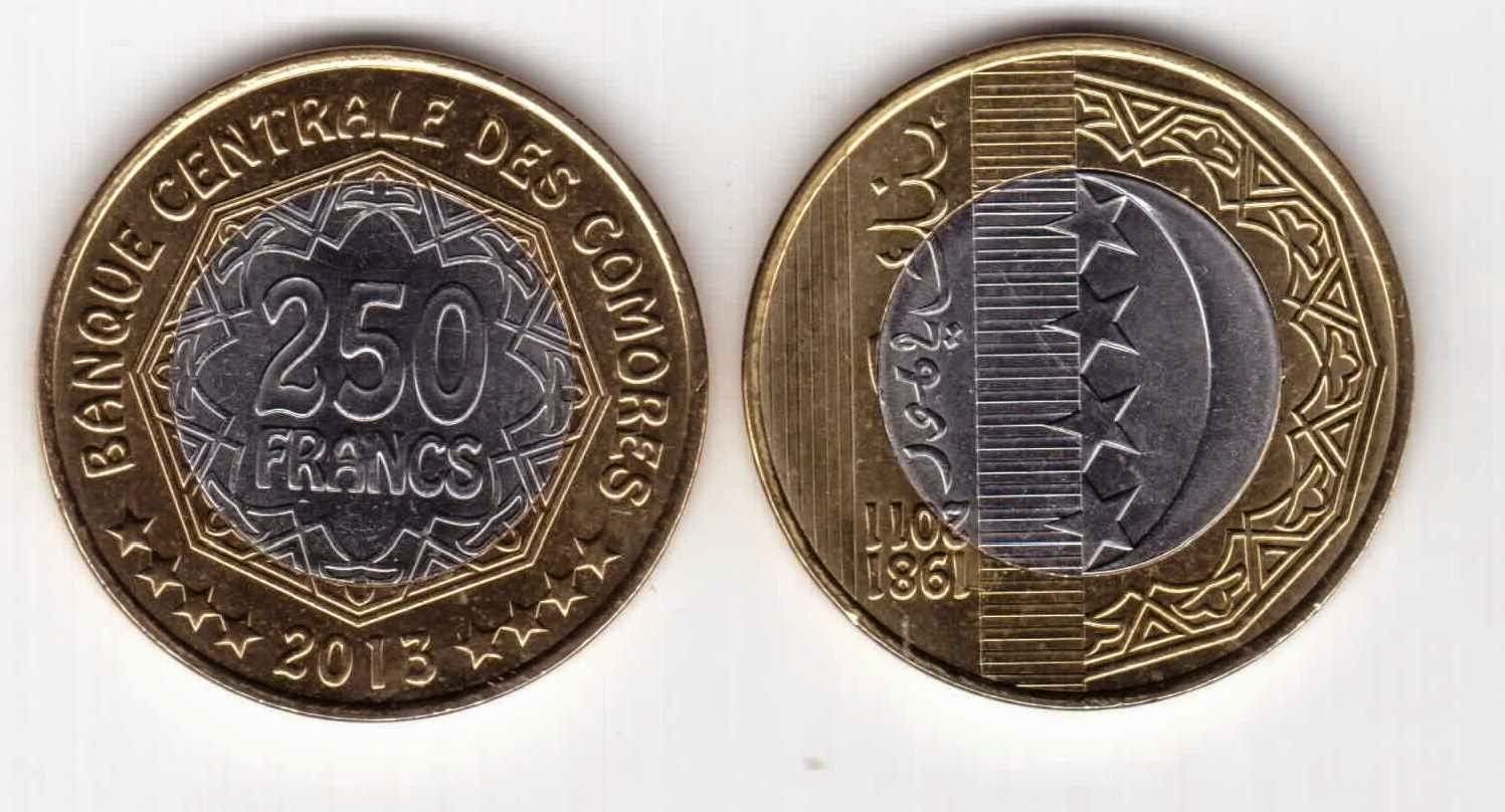 BanglaNumis - Bi-Metal Coins: COMOROS – NEW ISSUE BIMETAL 250 FRANCS ...