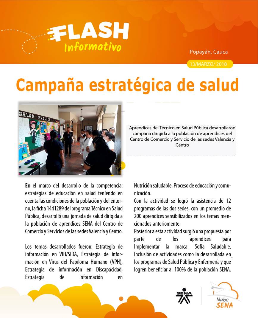 Centro de Comercio y Servicios, SENA Regional Cauca: Flash Informativo