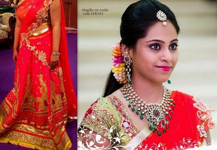 Bride in Red Half Saree - Saree Blouse Patterns