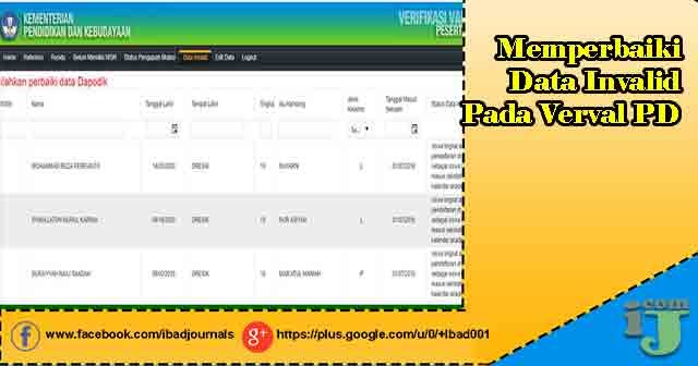 Memperbaiki Data Invalid Pada Verval PD dan Verval Arsip GTK 2018