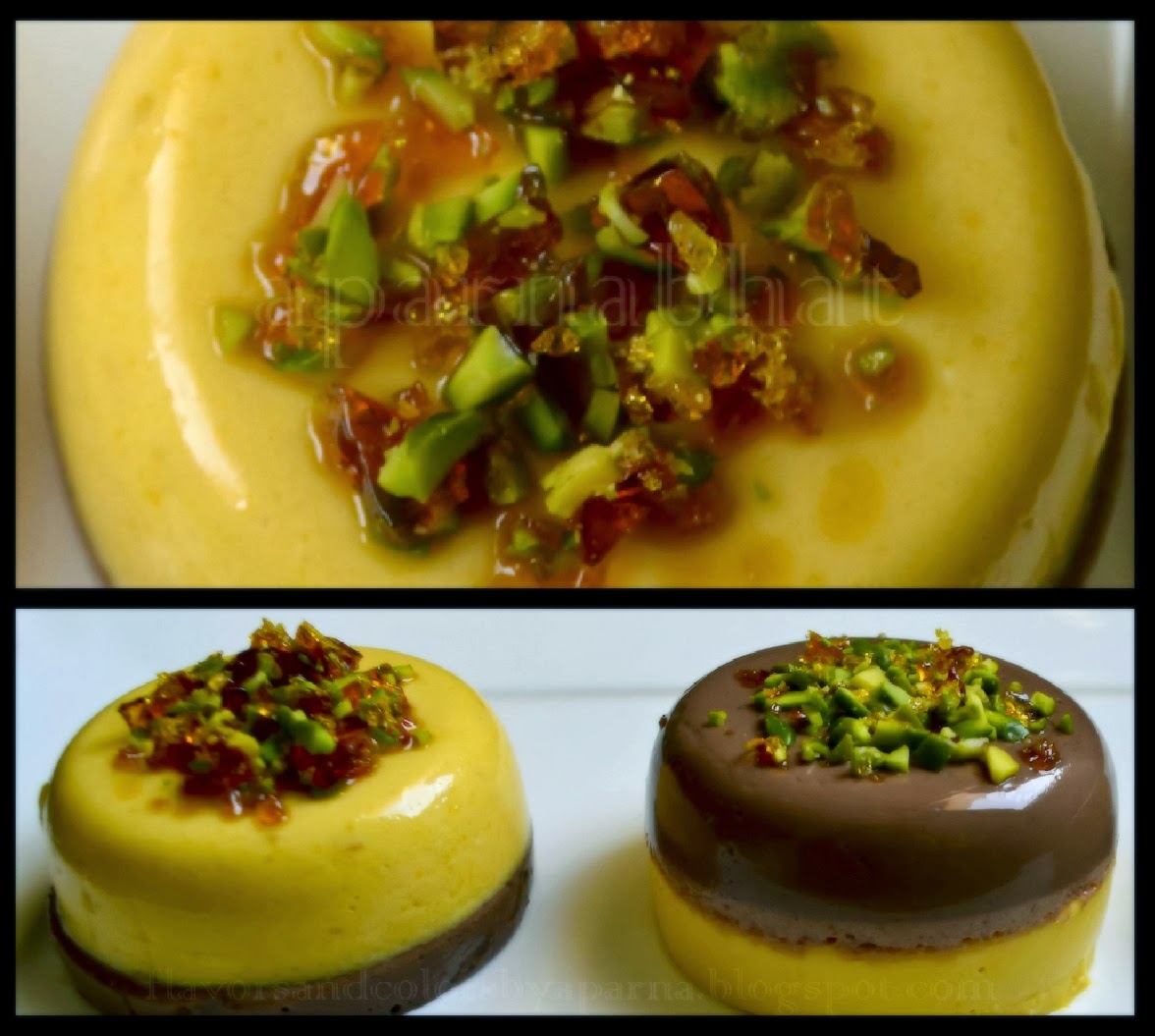 Layered Panna Cotta topped with Pistachio Praline ~ Flavors N Colors
