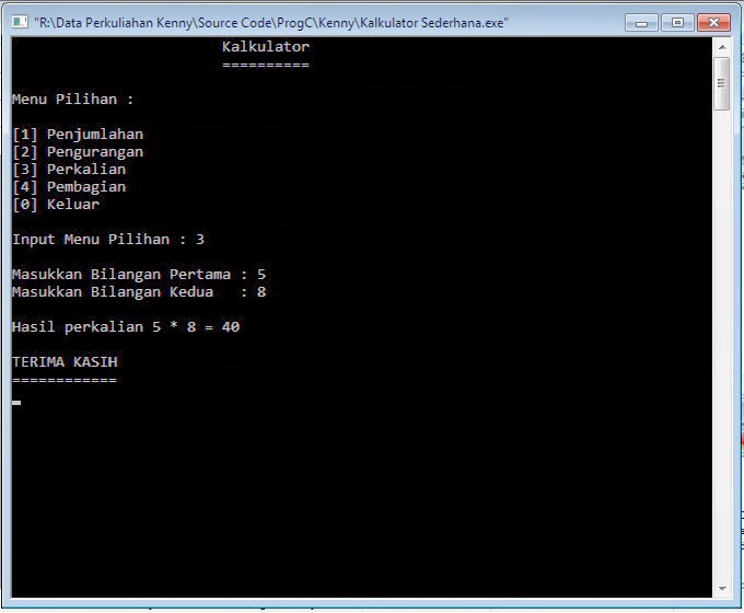 Program Kalkulator Sederhana Dalam Bahasa C - Kenny's Blog