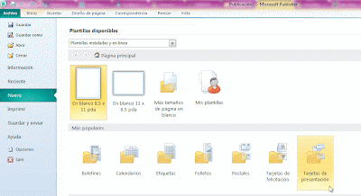 tarjeta de presentacion en publisher