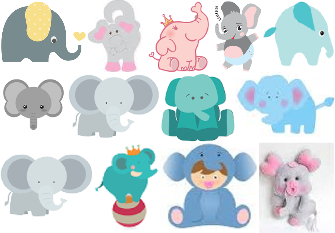 Moldes de Elefante para Feltro e EVA