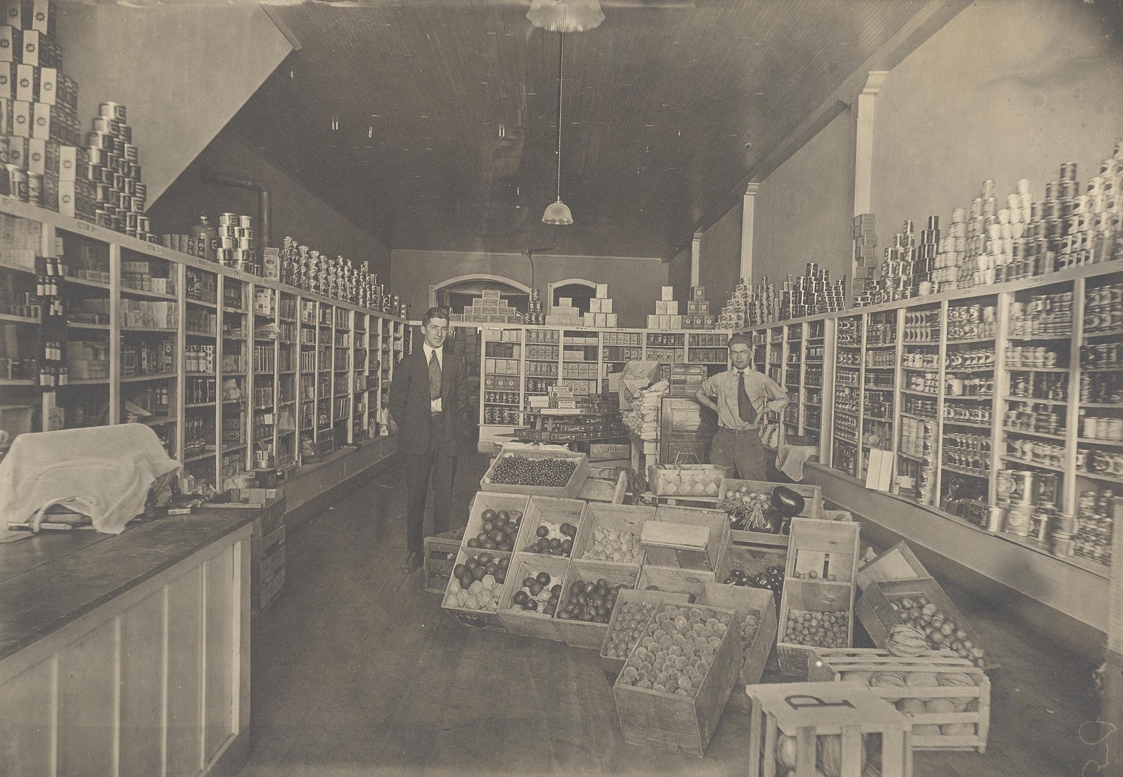 Old photos of architecture: Interior View of a General Store / Grocery