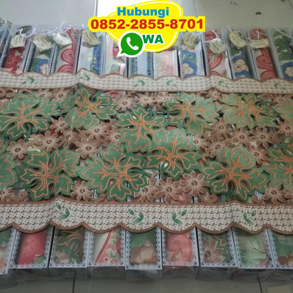 Taplak Meja Motif Bunga Packaging Mika Eksklusif | Souvenir Pernikahan