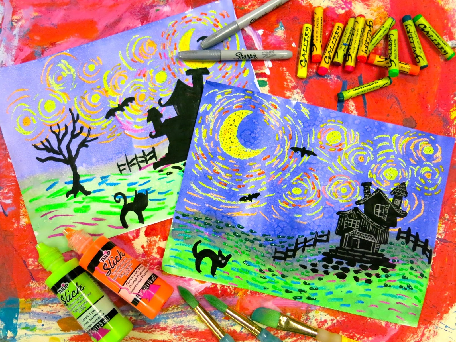 Cassie Stephens: In the Art Room: Spooky Starry Night