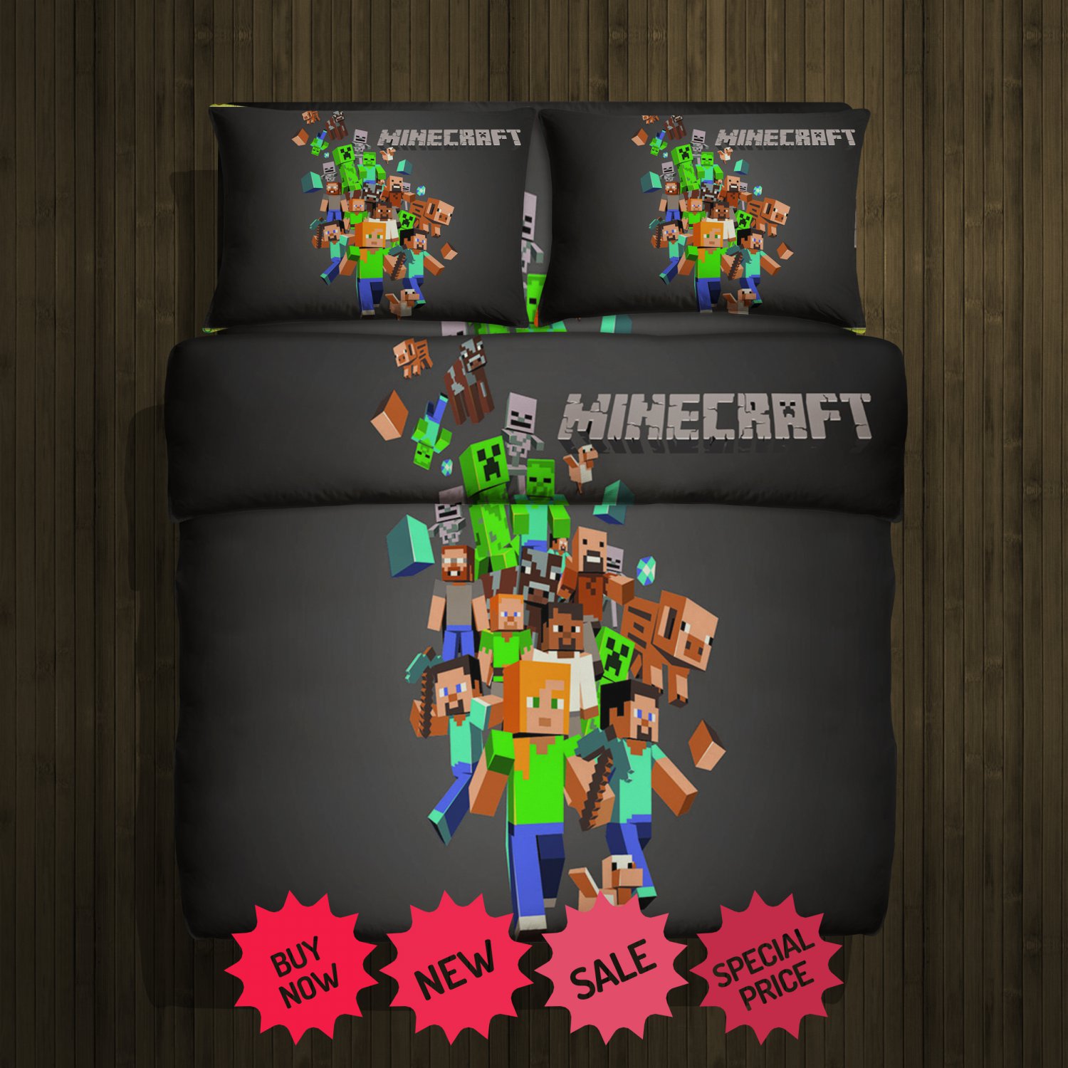 Minecraft Fleece Blanket Large & 2 Pillow Cases #85056864,85056865(2 ...