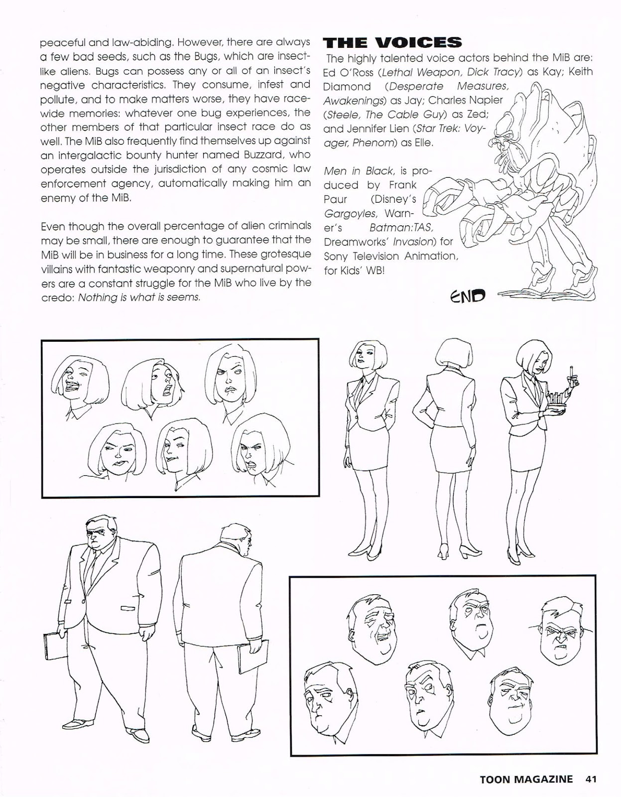 The Dork Review: MIB the Series Article from Toon Magazine