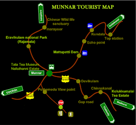 SOUTH INDIA TOURISM: MUNNAR TOURIST MAP / TOURIST ATTRACTIONS IN MUNNAR ...