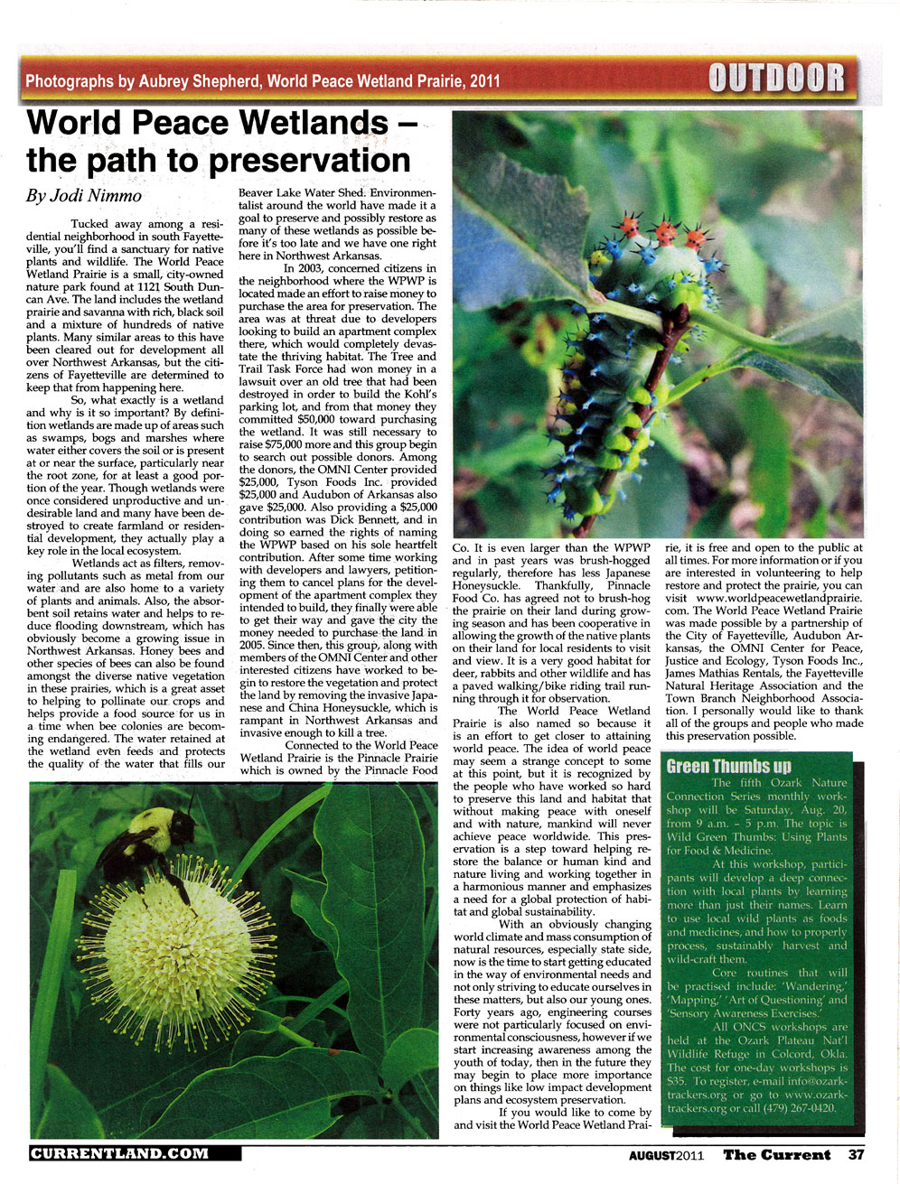 World Peace Wetland Prairie: The Current magazine runs full page on ...