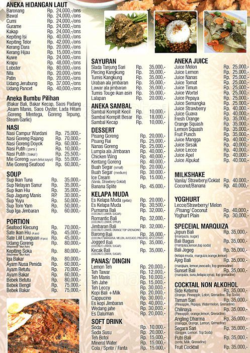 Harga Menu Jimbaran Resto Ancol Hari Ini