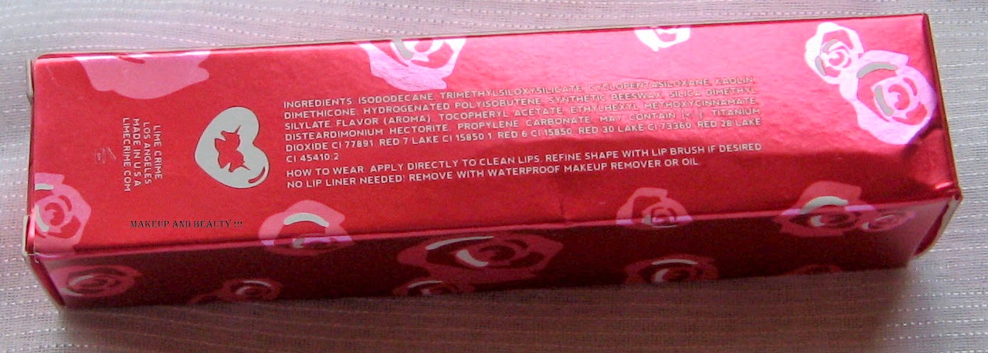 Makeup and beauty !!!: Review and swatches of Lime crime Red Velvetine:-