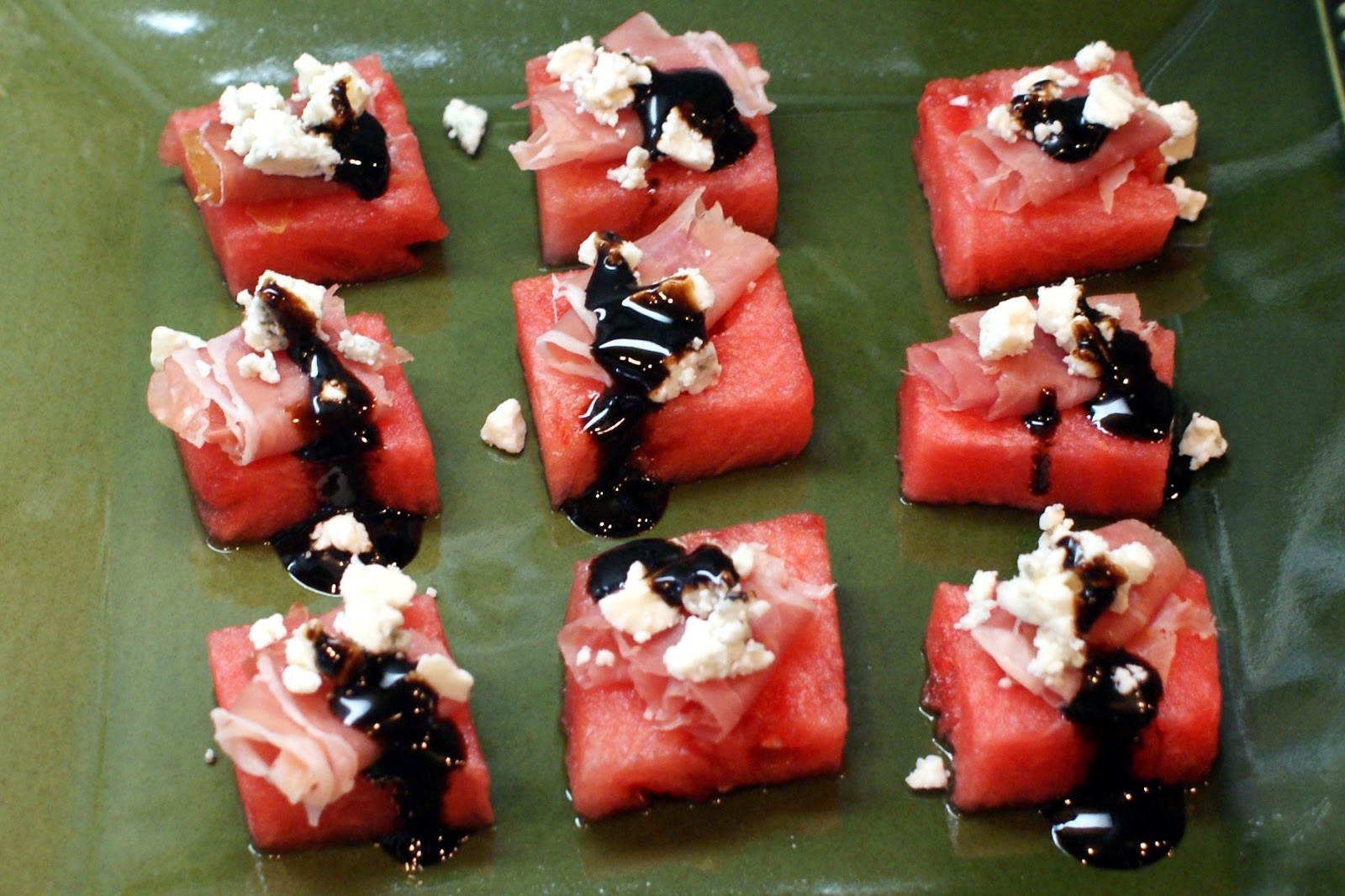 The Baker's Mann: Watermelon Bites with Blue Cheese and Prosciutto