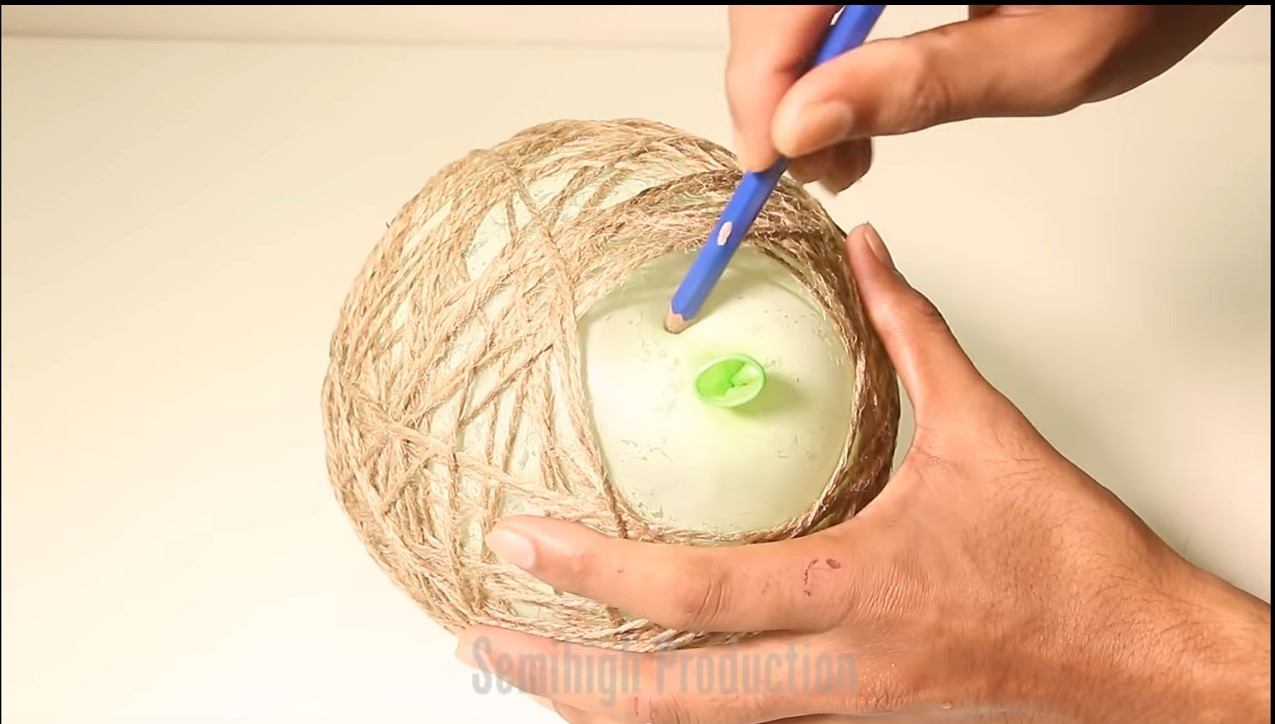 How to make lampshade with Jute Yarn and PVC | Diy Crafts - SemiHigh ...
