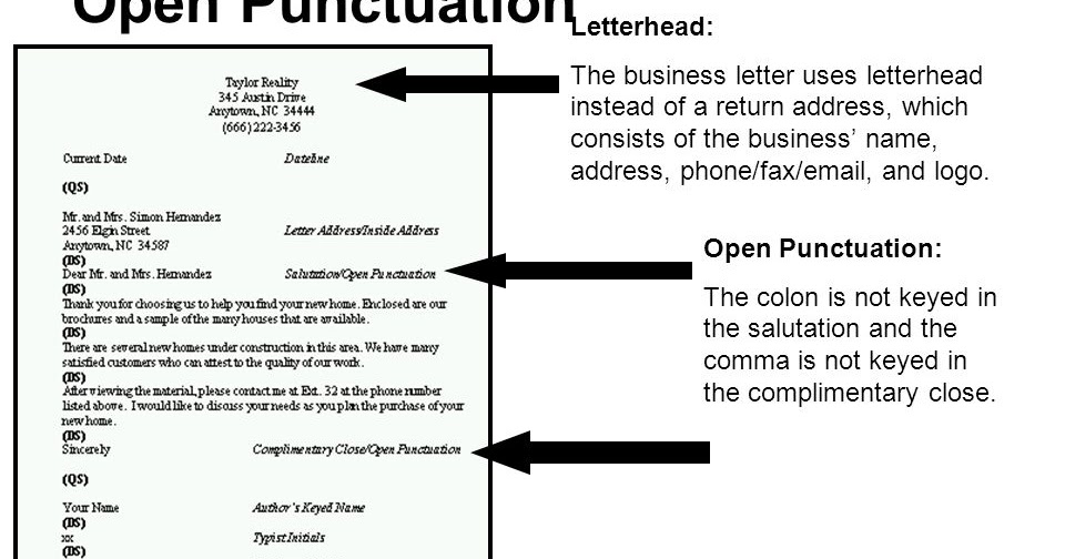 Punctuation Style Open Punctuation And Standard Or Mixed Punctuation
