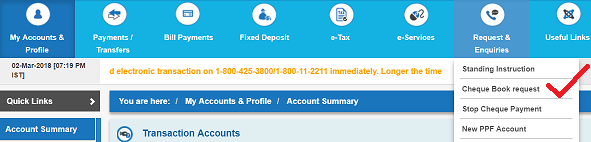 SBI Cheque Book online | Ways to request SBI Cheque Book online