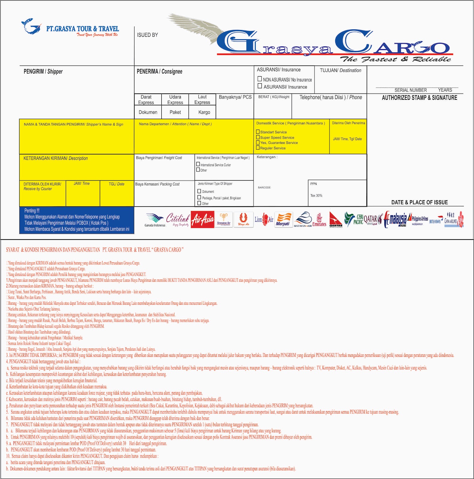 GRASYA CARGO list harga: Daftar Packing List Import Barang TKW Taiwan