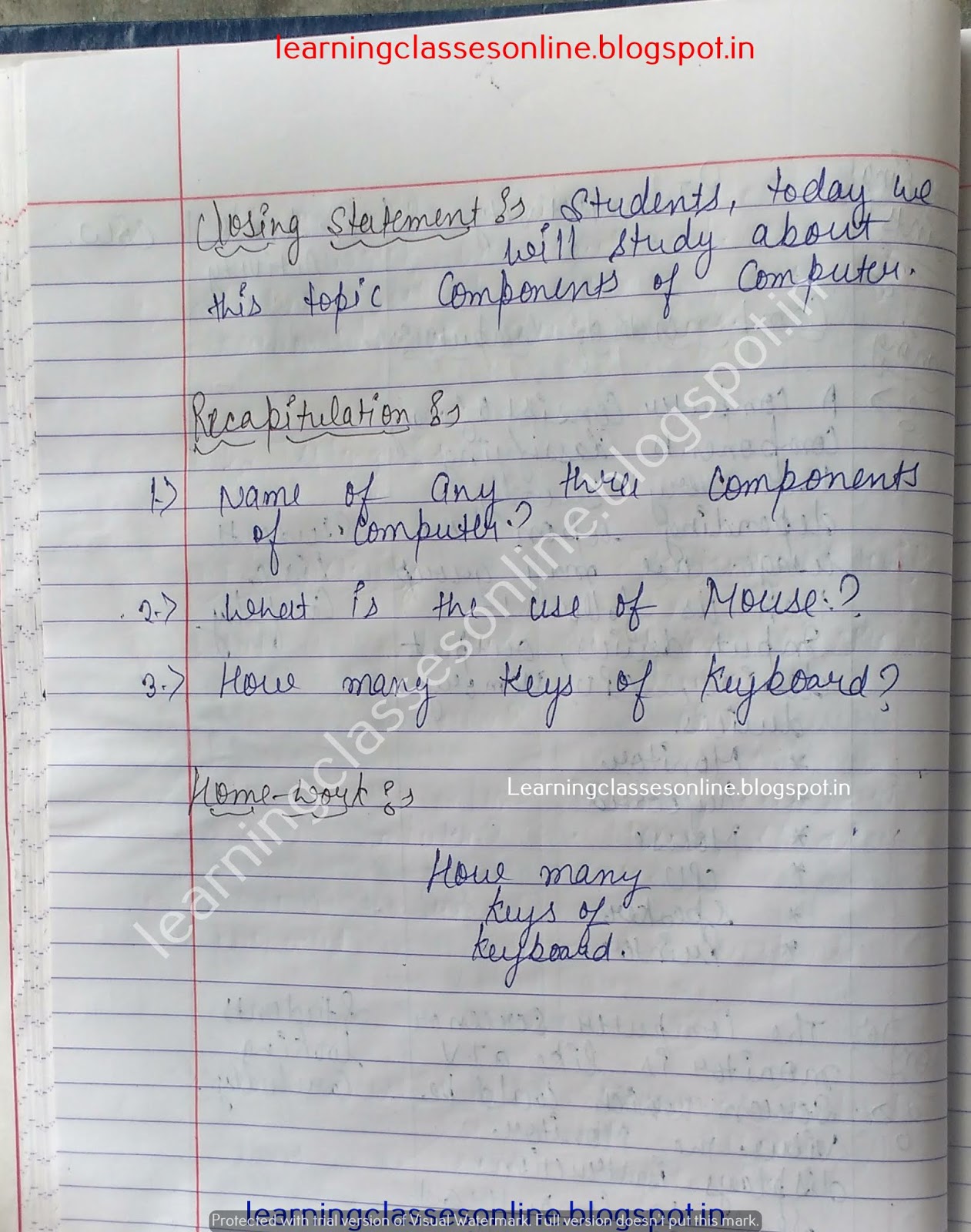 Lesson Plan For Computer Teachers on Components of computer