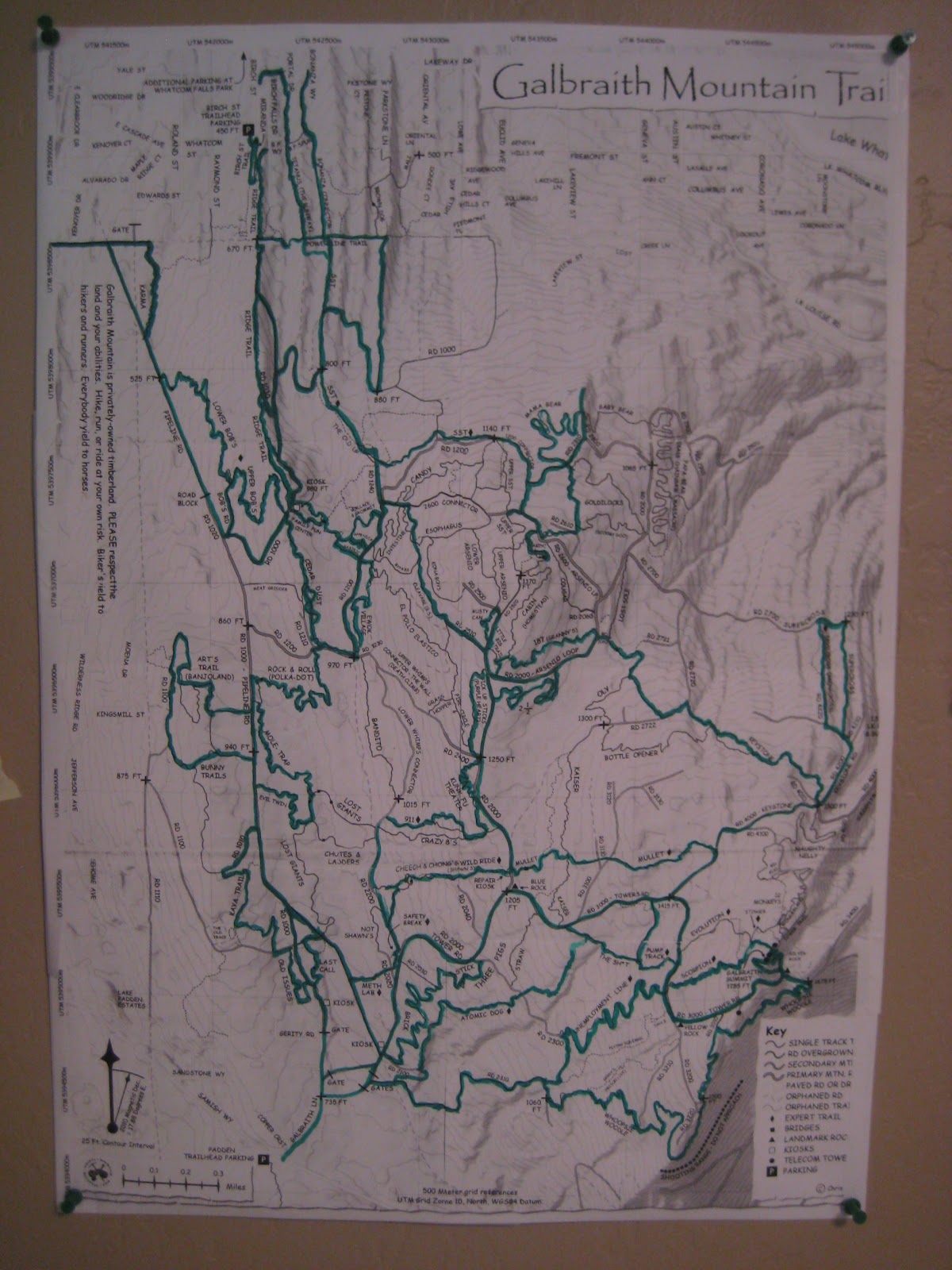 Galbraith Hiking: The Galbraith Wall Map - half-way there!