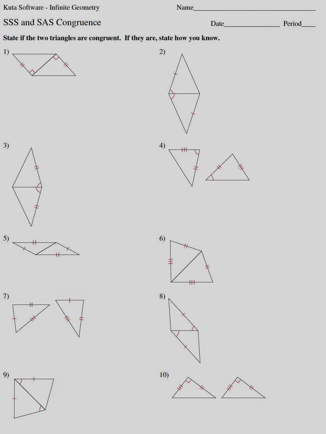 Mr. Matt's Math Classes: Assignment - SSS and SAS Congruence