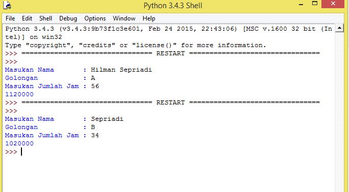 Menghitung Gaji Berdasarkan Golongan Dalam Bahasa Pemograman Python
