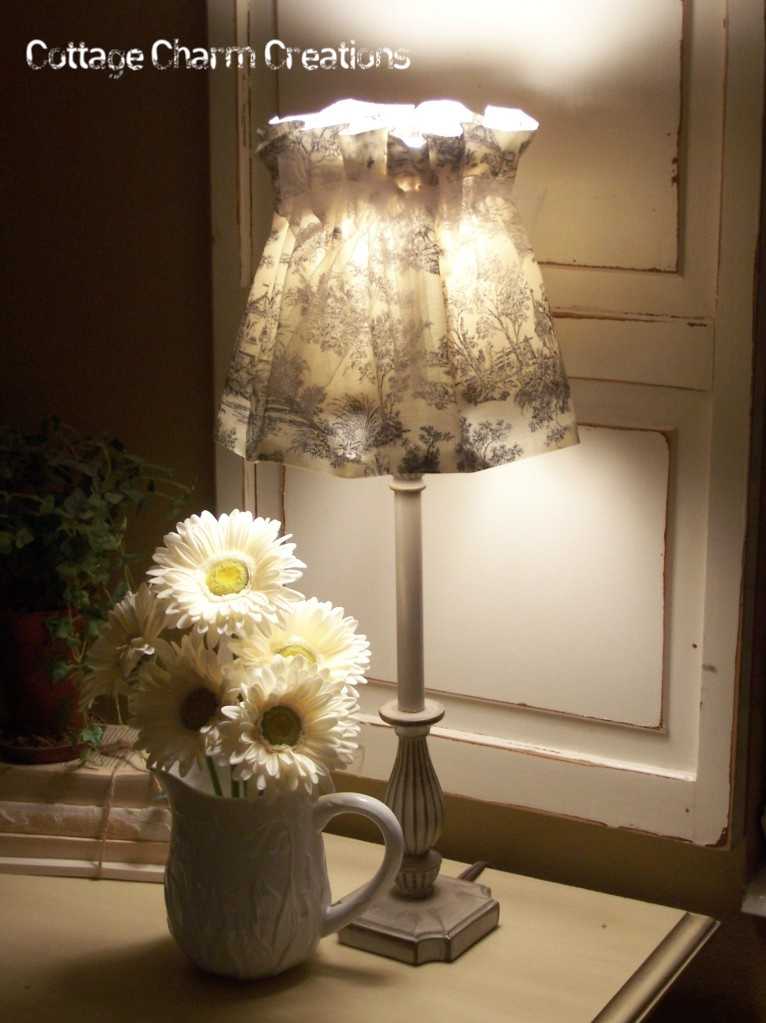 Cottage Charm Creations: Vintage linen lampshade skirt