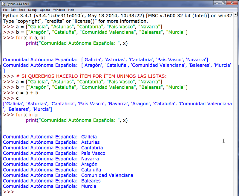 APRENDER A PROGRAMAR CON PYTHON: BUCLE FOR/IN