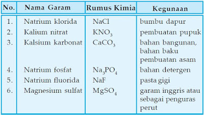 Pengertian Garam dan Contoh Garam serta Reaksi Kimia Garam